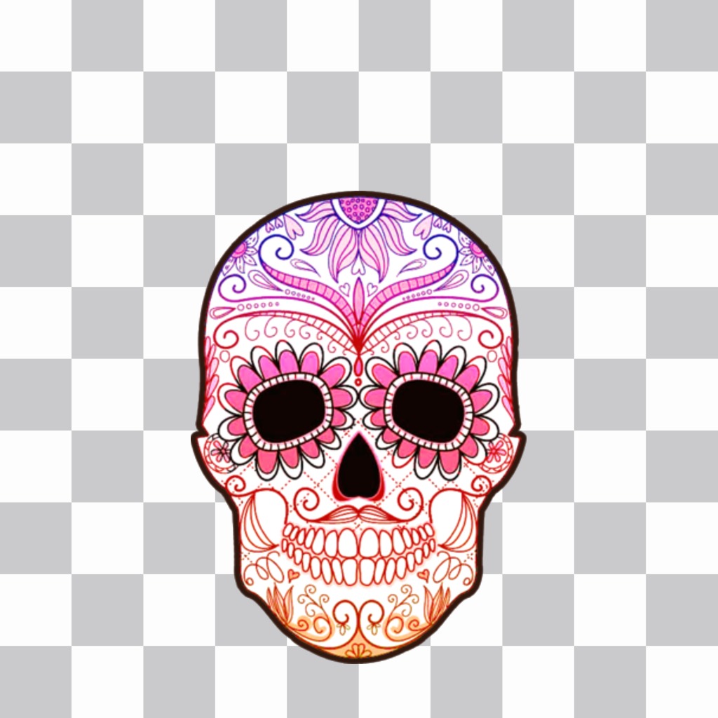 Sticker de una calavera colorida para tus imágenes - Fotoefectos